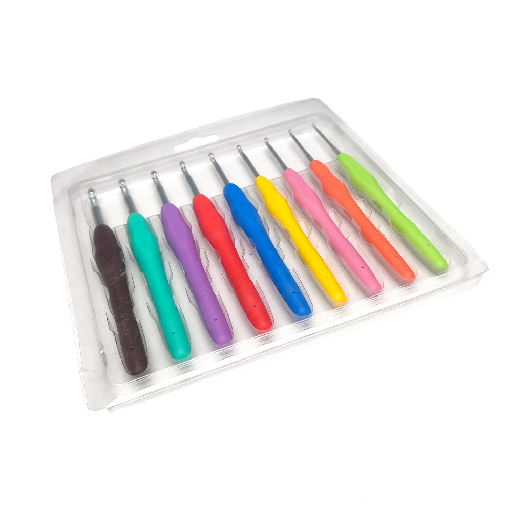 14pcs Ergonomic Colorful Crochet Hook Set with Rubber / SIlicon Silico ...